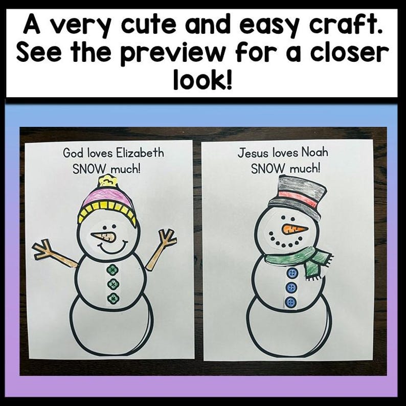 Sunday School Craft Snowman for Kids - Editable! Kids Winter Activity ...