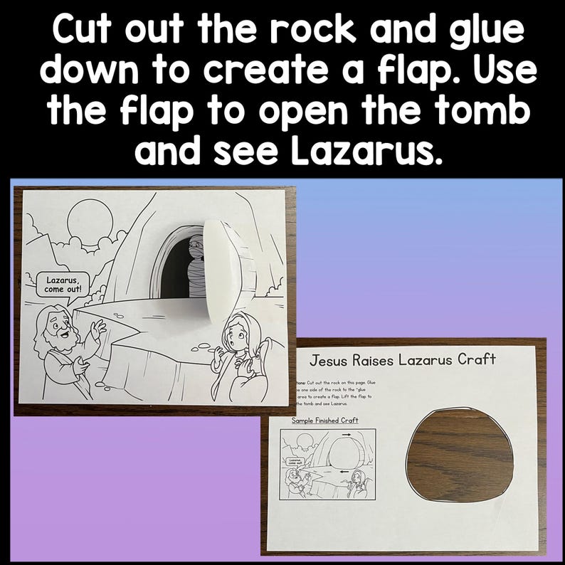 Jesus Raises Lazarus From the Dead Craft for Kids {color and B/W ...