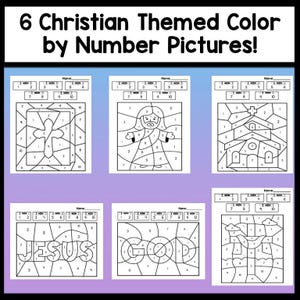 Christian Color by Number 6 Pages {editable!} | Religious Easter ...
