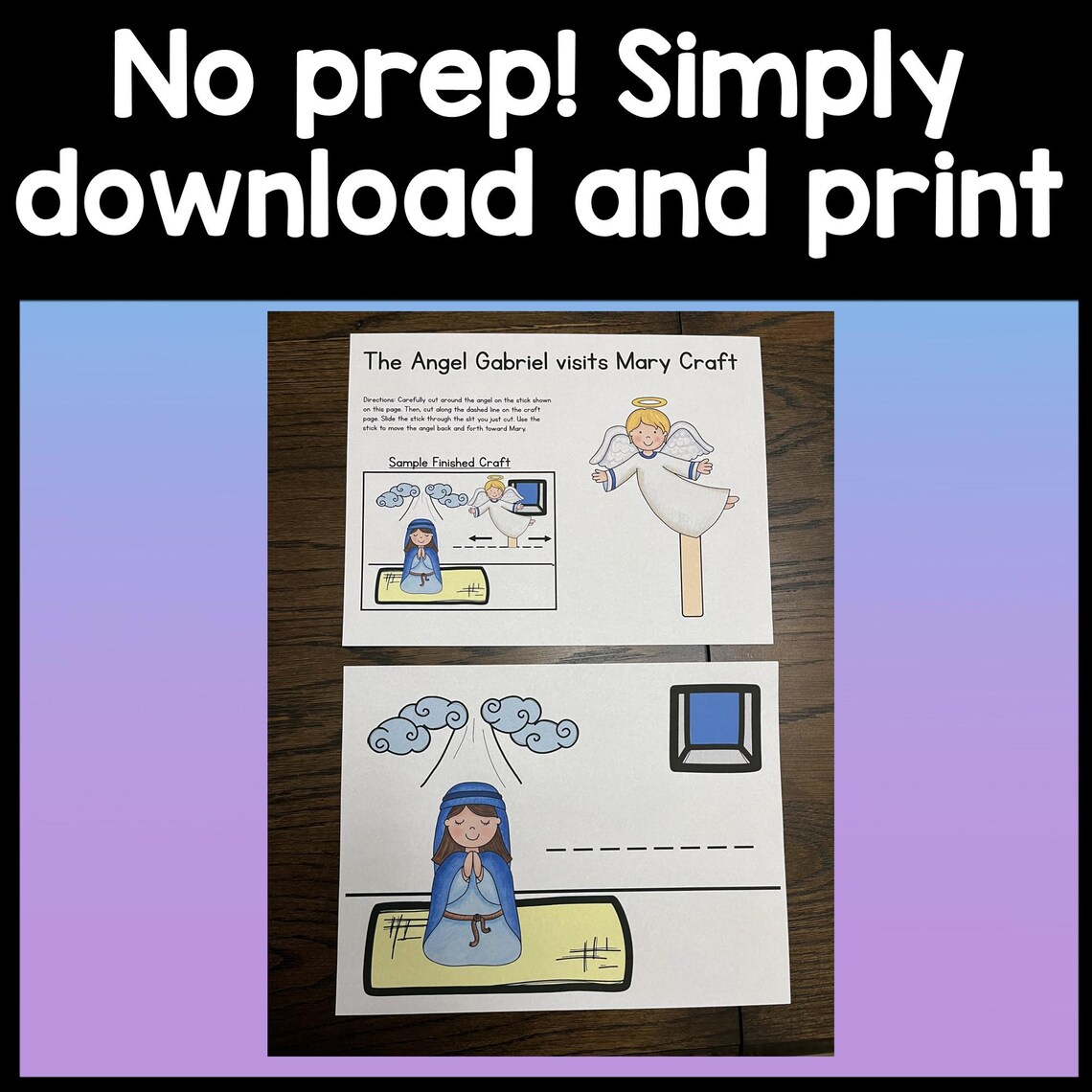 The Angel Gabriel Visits Mary Craft for Kids {color and B/W} Sunday ...