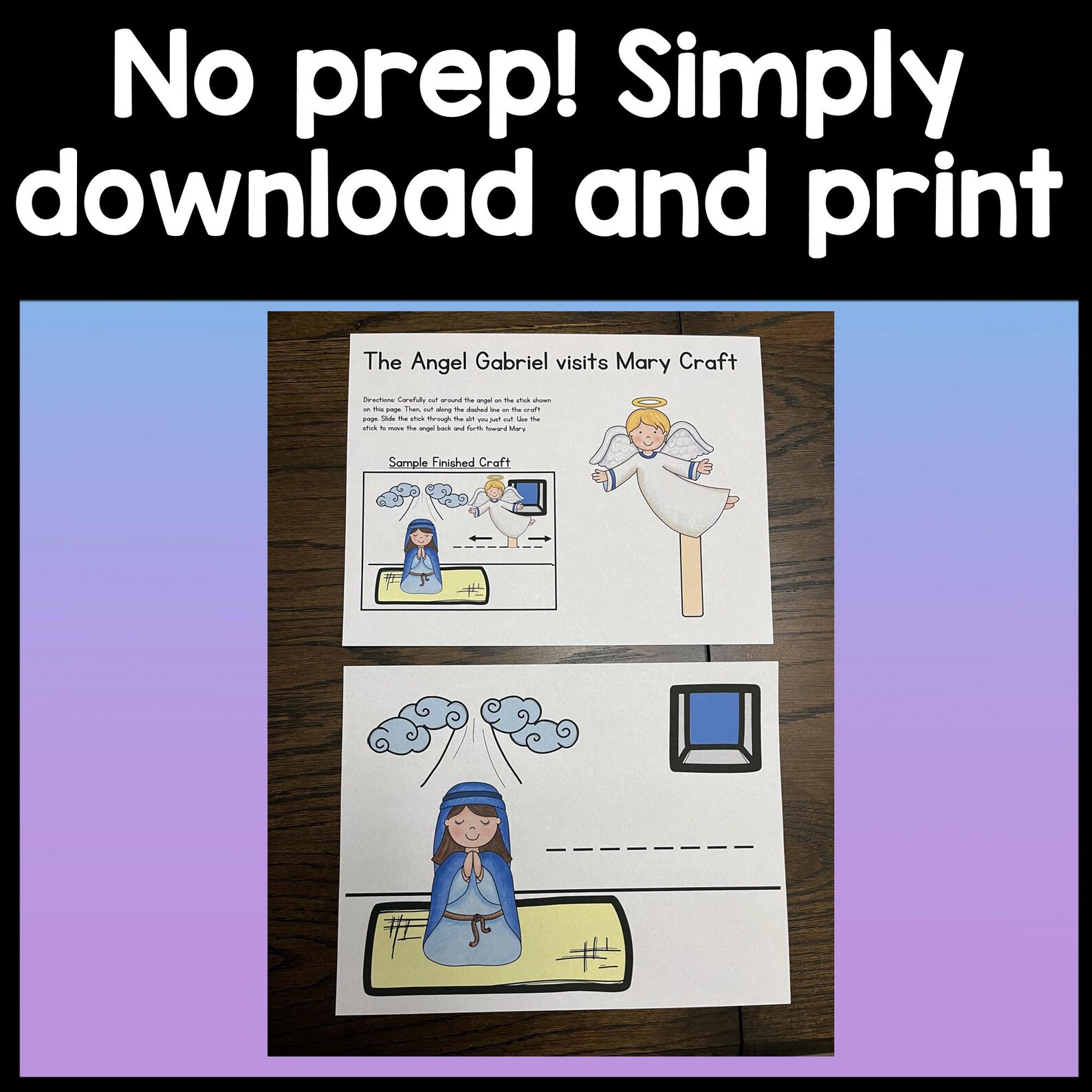 The Angel Gabriel Visits Mary Craft for Kids easy and No Prep Craft in ...