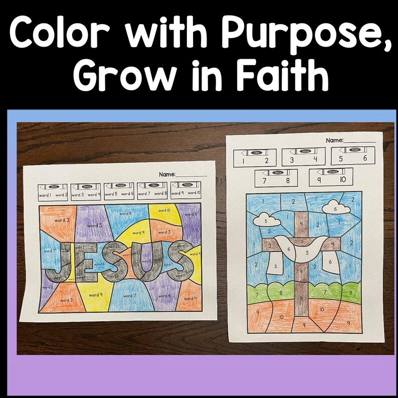 Christian Color by Number Pages {6 Pages} Editable Faith Based Coloring ...