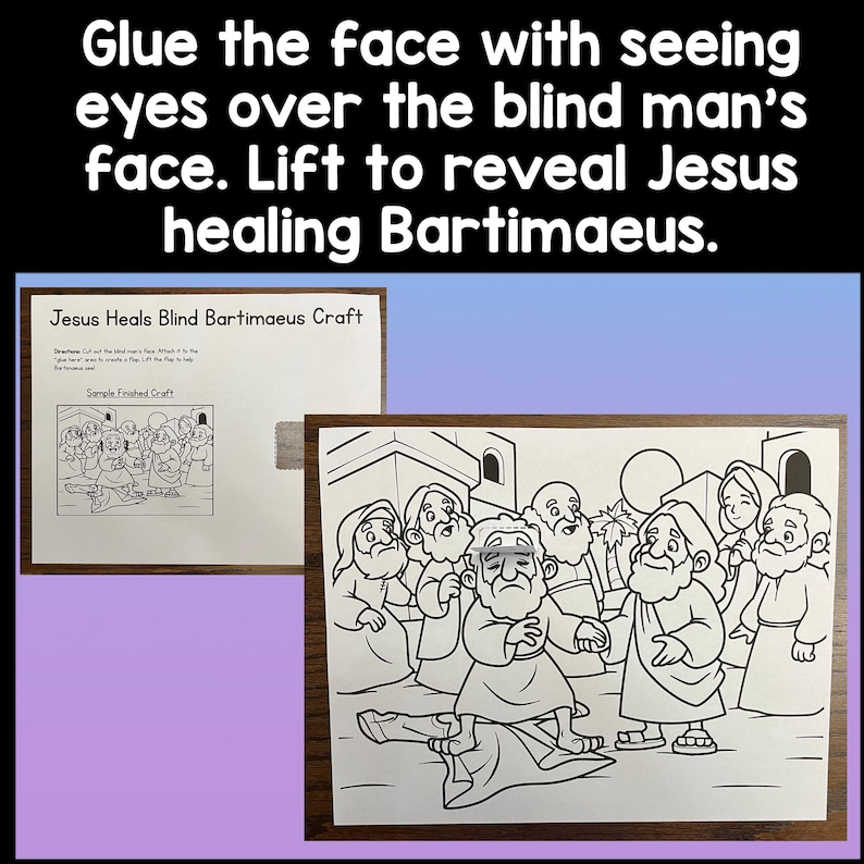 Jesus Heals Blind Bartimaeus Blind Man Craft {color and B/W} Jesus ...