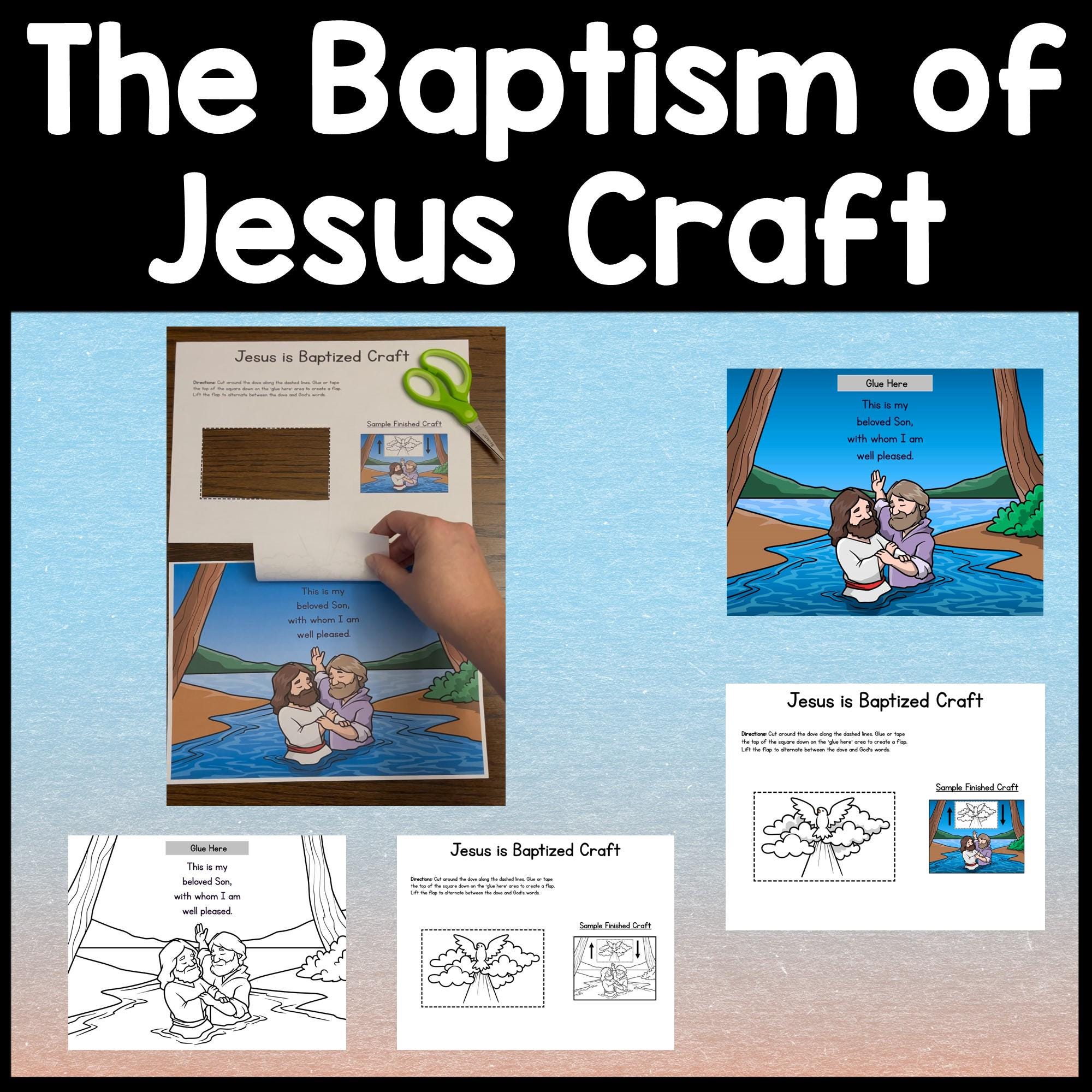 Baptism of Jesus Sunday School Bible Craft {color and B/W!} Jesus is ...