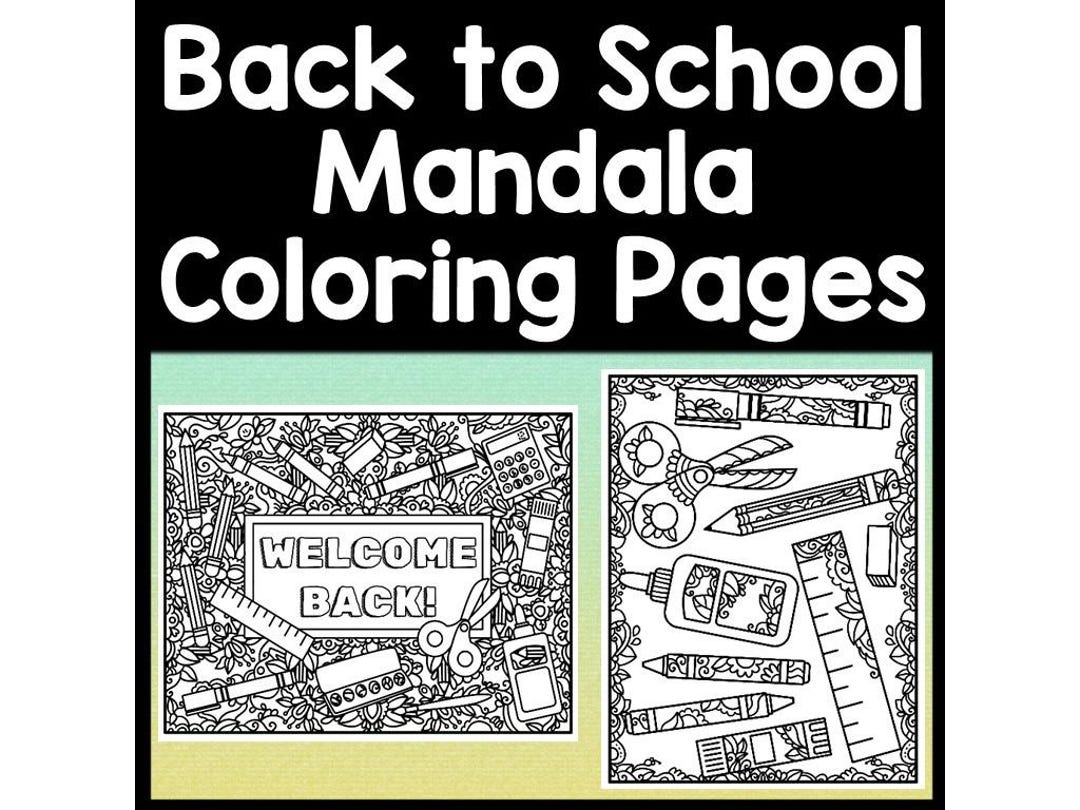 Back to School Mandala Coloring Pages 6 Hand Drawn Sheets welcome Back ...