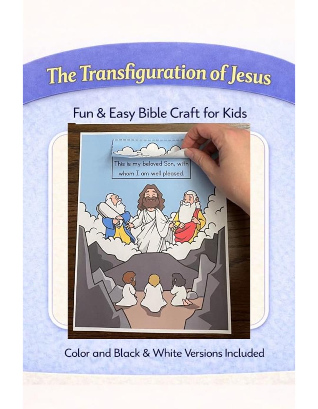 The Transfiguration of Jesus Craft {color and B/W} Sunday School Lesson ...