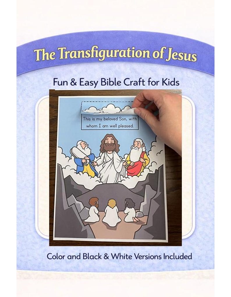 The Transfiguration of Jesus Craft {color and B/W} Sunday School Lesson ...