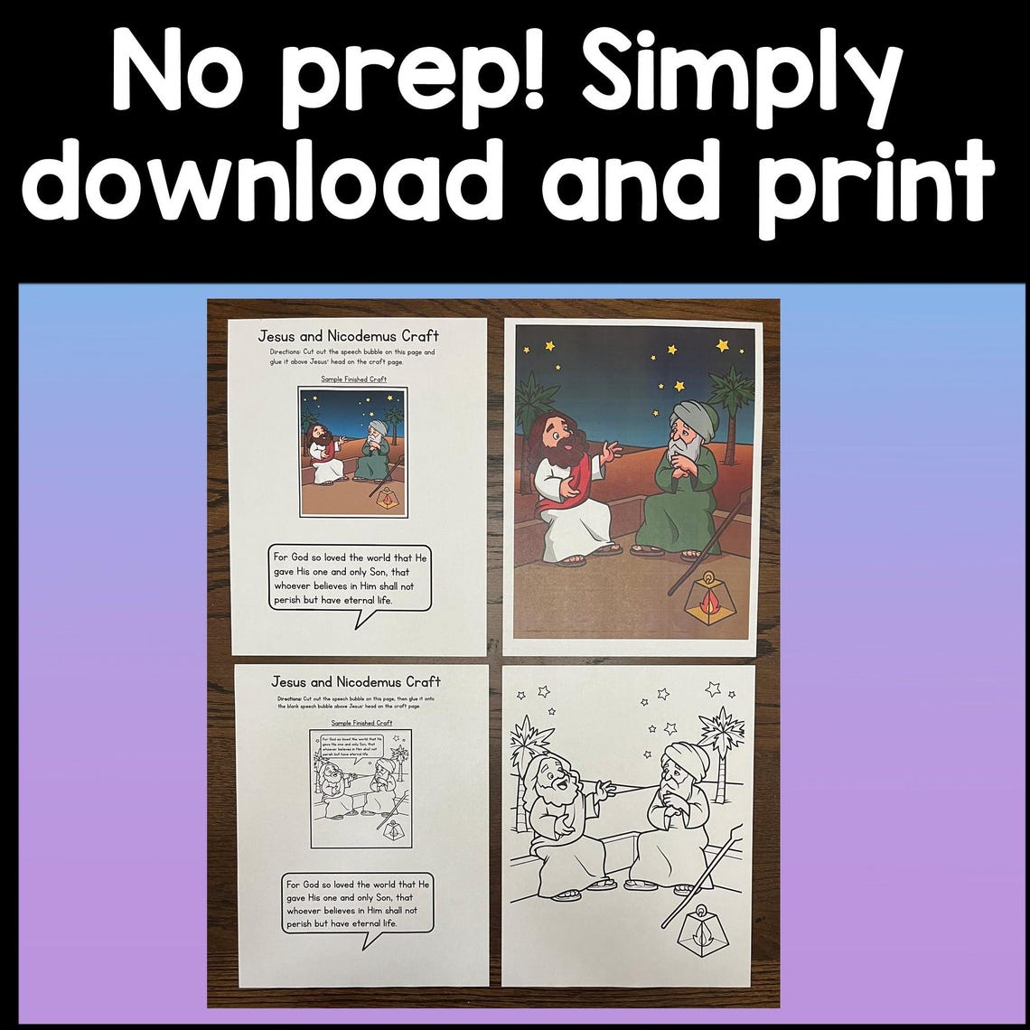 Jesus and Nicodemus Craft {in Color and B/W!} | John 3:16 | for God so ...