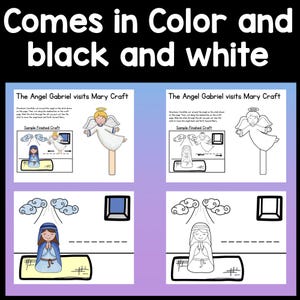 The Angel Gabriel Visits Mary Craft for Kids {color and B/W} Sunday ...