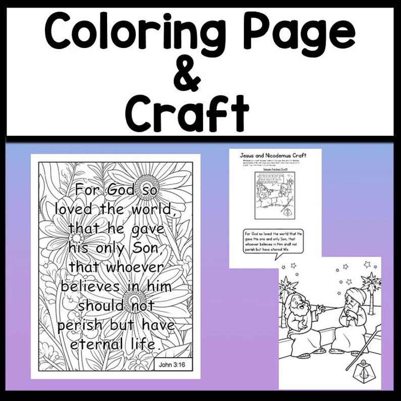 Jesus and Nicodemus Activities {craft, Coloring Page} | John 3:16 | for ...
