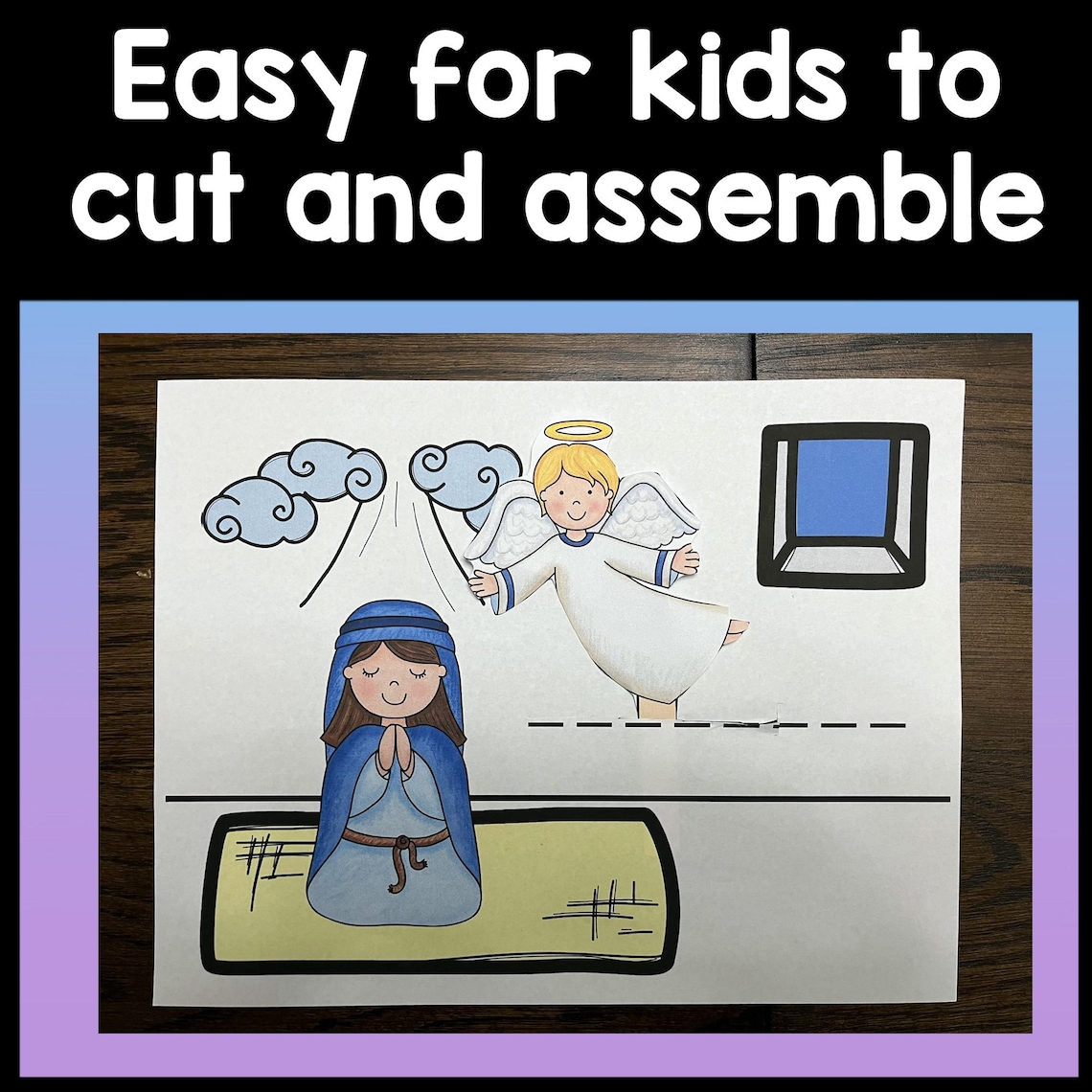 The Angel Gabriel Visits Mary Craft for Kids {color and B/W} Sunday ...