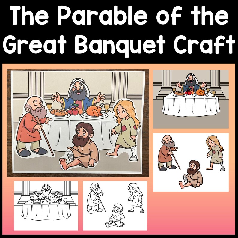 The Parable of the Great Banquet Craft {color and B/W} Jesus Parables ...