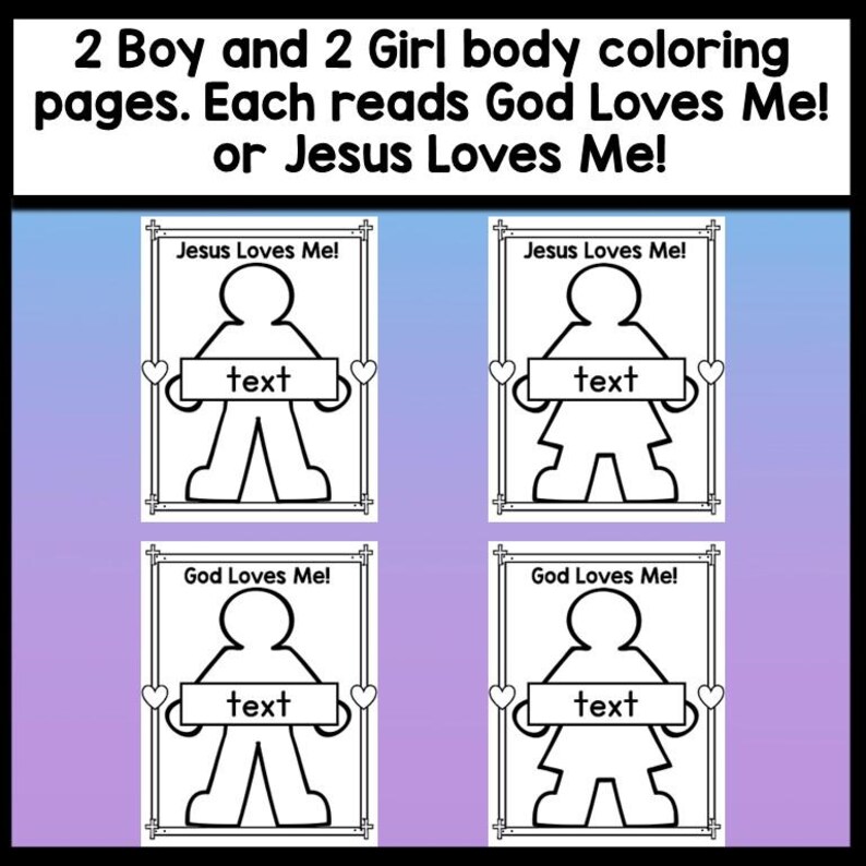 ¡Dios me ama! Dibujos para colorear con cuadros de texto editables ...
