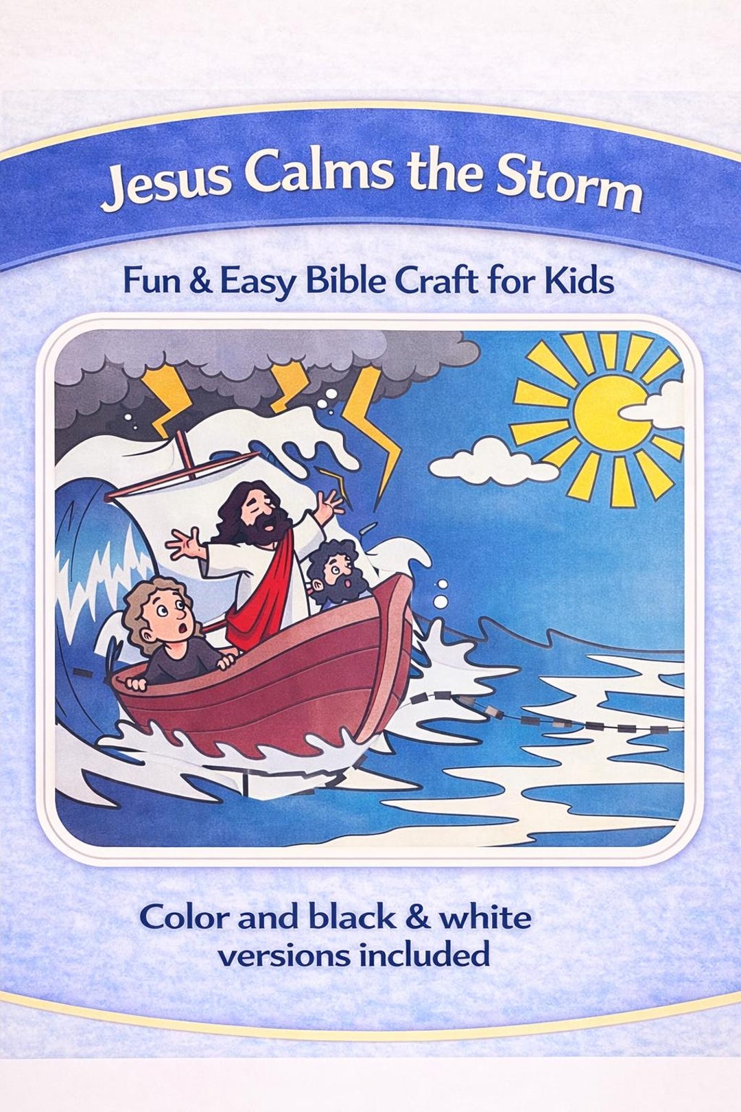 Jesus Calms the Storm Craft {color and B/W} Sunday School Craft | Jesus ...