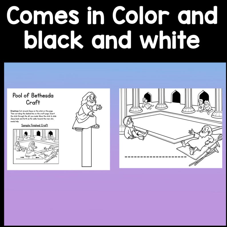 Jesus and the Pool of Bethesda Craft {color and B/W!} Christian Kid ...