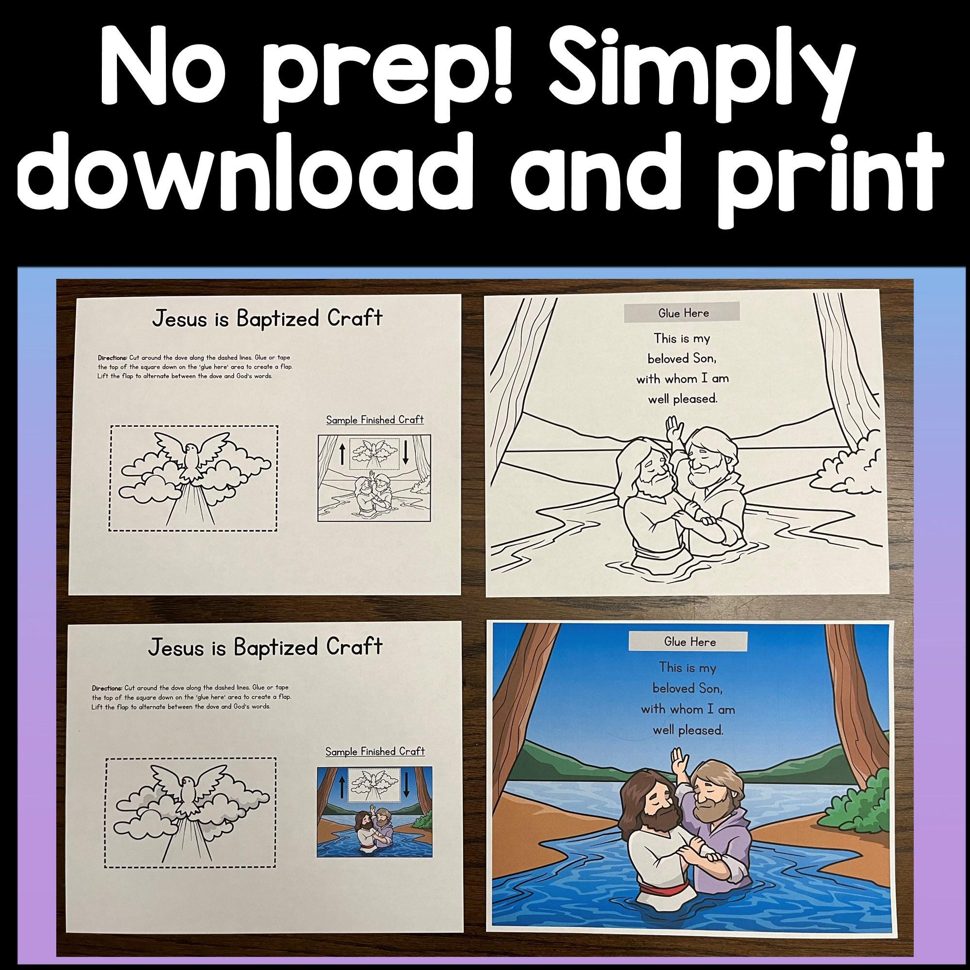 Baptism of Jesus Sunday School Bible Craft {color and B/W!} Jesus is ...