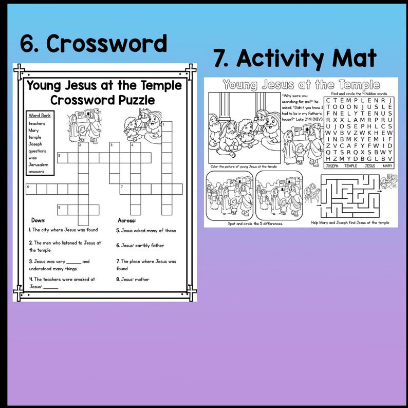 Young Jesus in the Temple Sunday School Kid Activities {10 Products ...