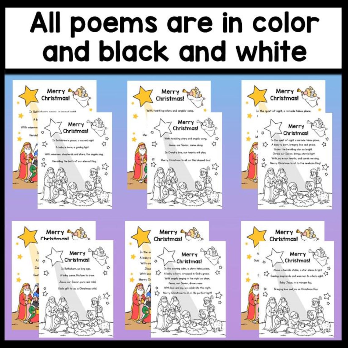 Nativity Poems for Kids {6 Easy to Read Poems in Color and B/W ...