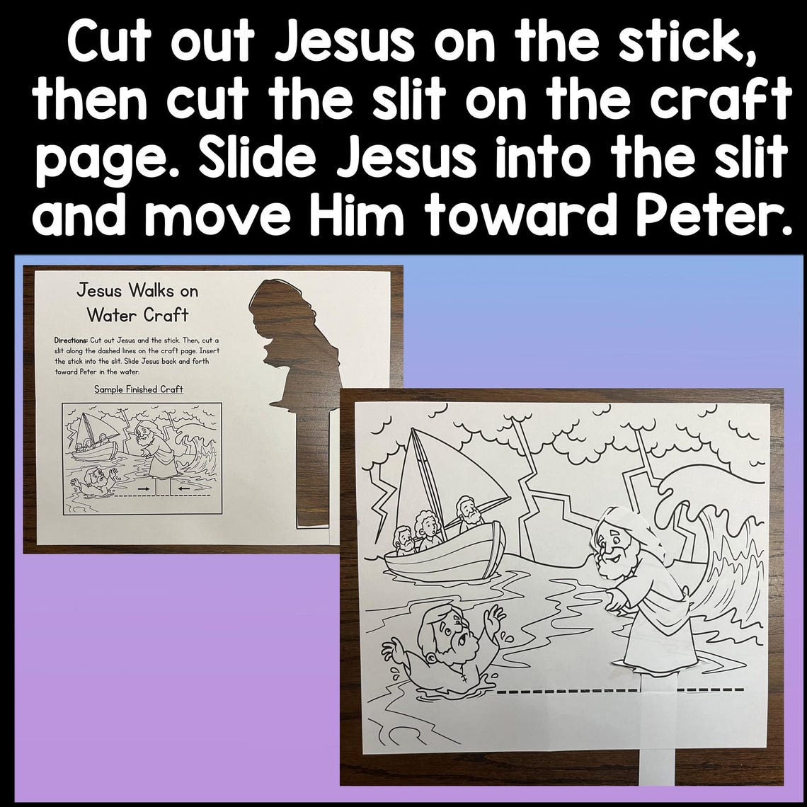 Jesus Walks on Water Craft {color and B/W!} Bible Story Craft | Sunday ...
