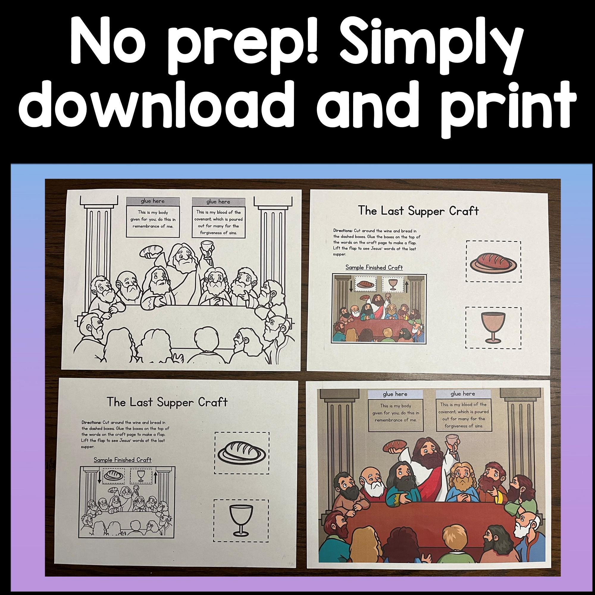 The Last Supper Craft for Kids {color and B/W} Sunday School Lesson ...