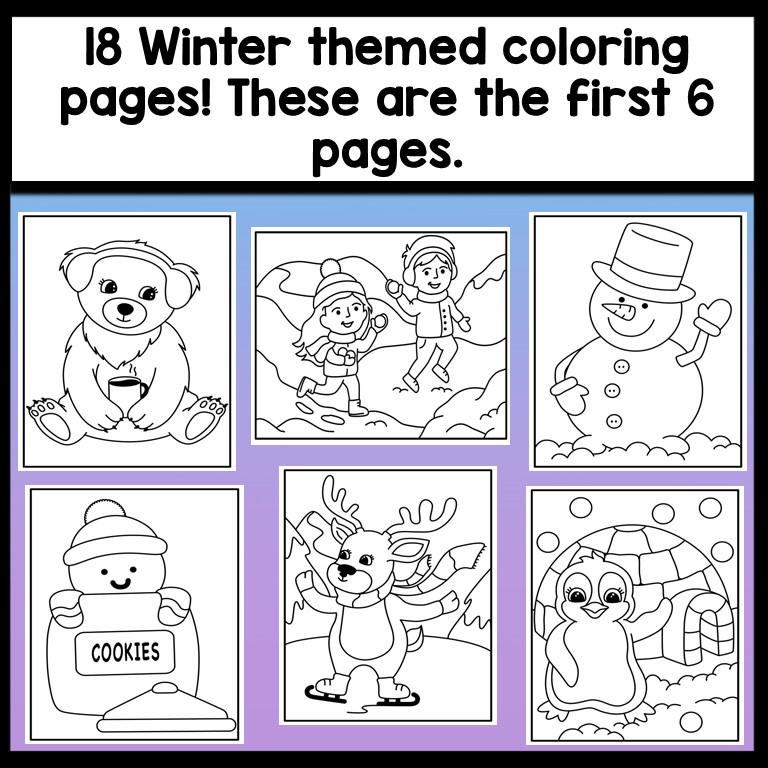Winter Coloring Pages for Kids 18 Hand Drawn Sheets winter PDF ...