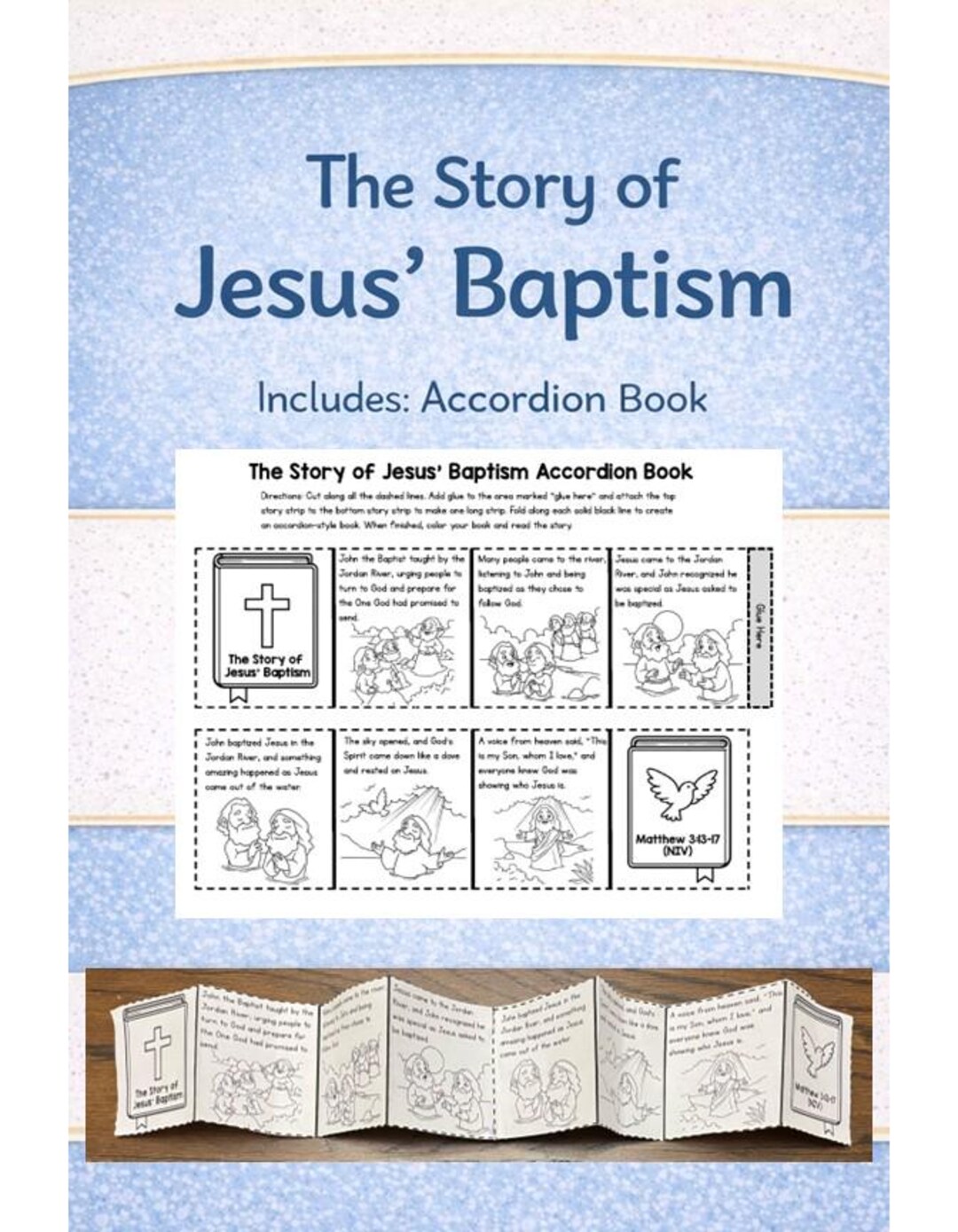 Baptism of Jesus Christian Bible Story Folding Book for Kids ...