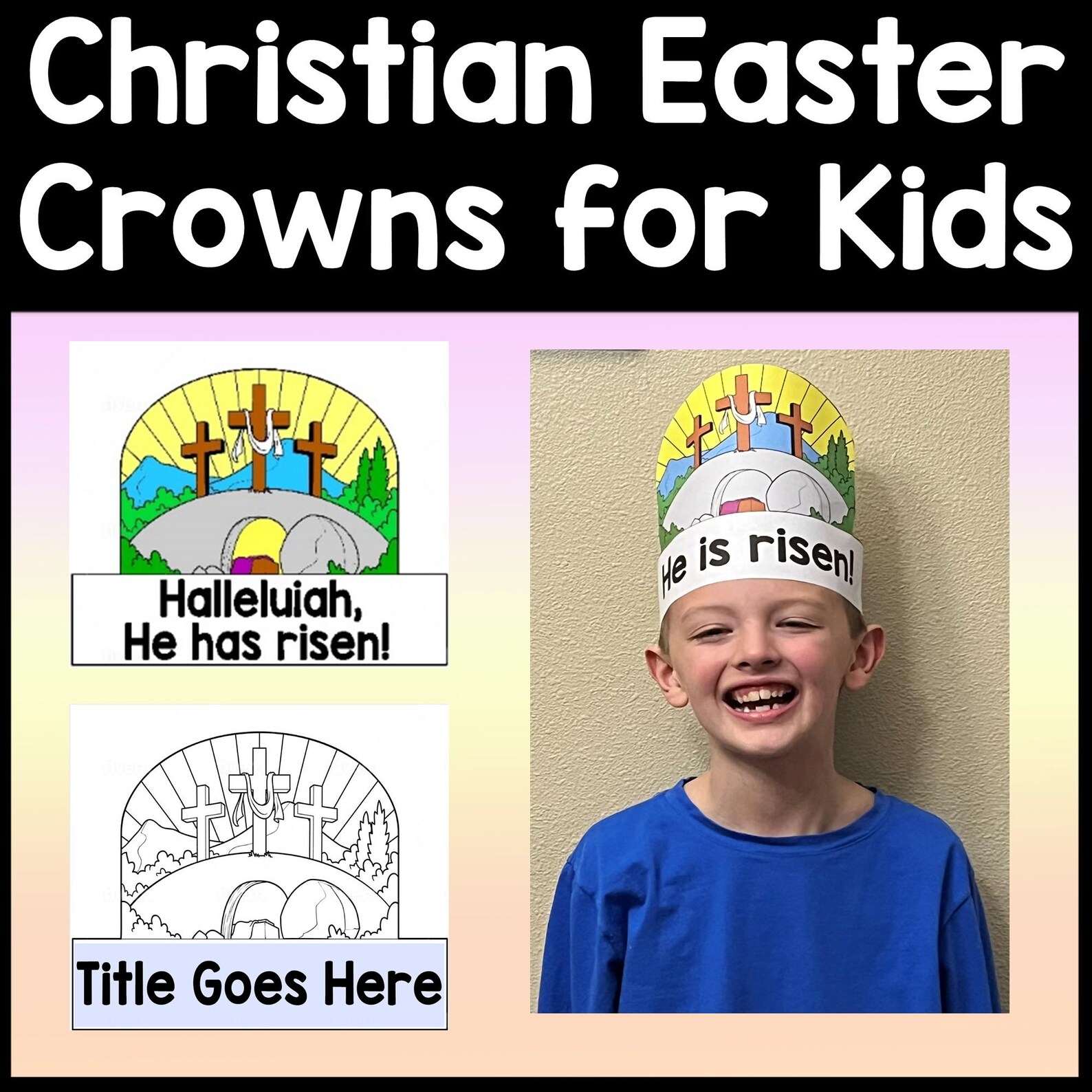 Christian Easter Crowns for Kids With 6 Religious Easter Sayings {color ...