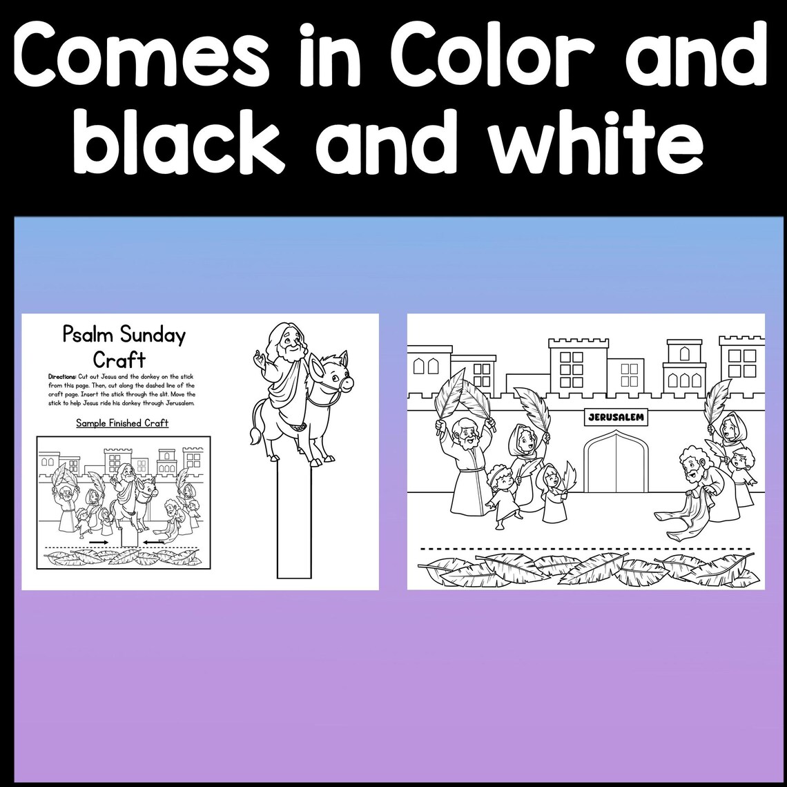 Palm Sunday Craft {color and B/W} Sunday School Craft | Palm Sunday ...