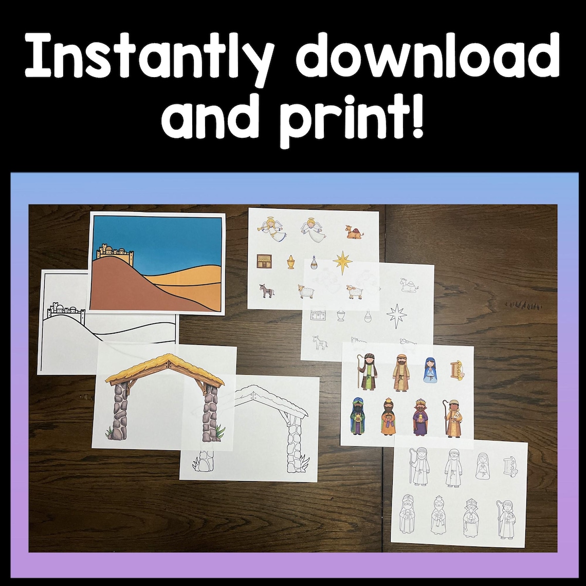 Nativity Craft for Kids easy and No Prep Craft in Color and Black and ...