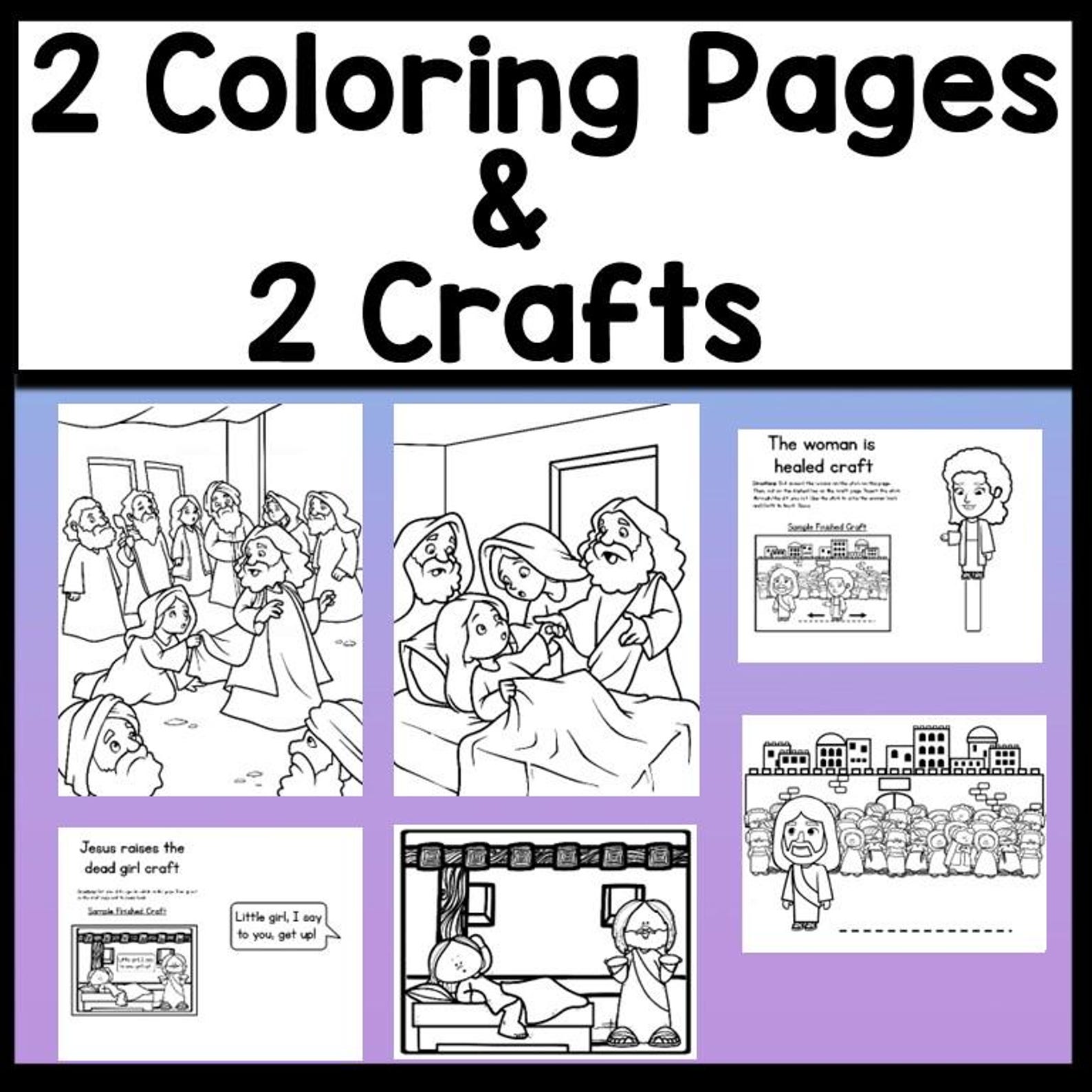 Jesus Raises Jairus' Daughter and Heals a Woman Activities {craft ...