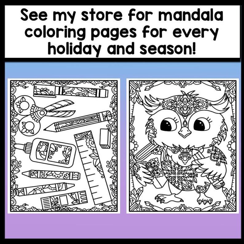 Back to School Mandala Coloring Pages 6 Hand Drawn Sheets welcome Back ...