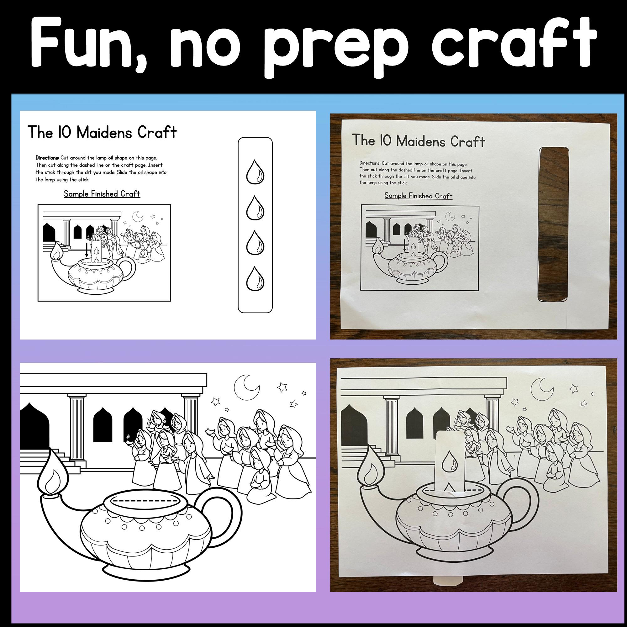 The Parable of the 10 Maidens or Virgins Activities! {craft, Coloring ...