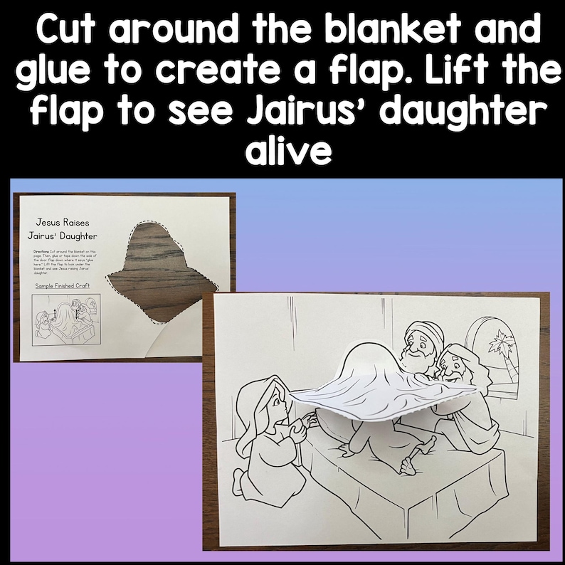Jesus Raises Jairus' Daughter Craft {color and B/W!} Bible Story Craft ...