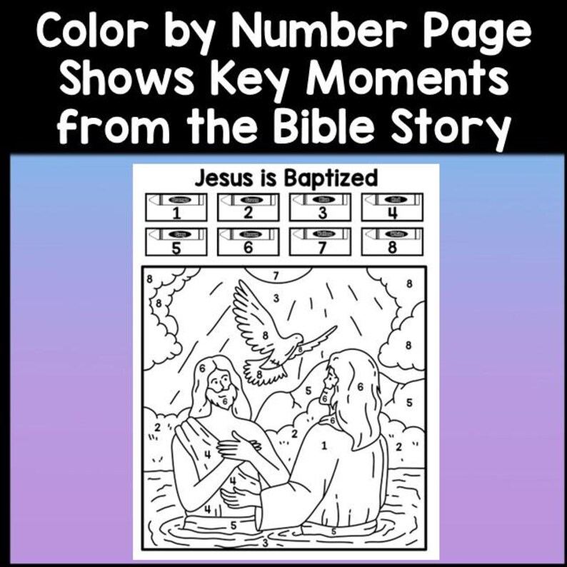 The Baptism of Jesus Coloring Pages| Bible Story Color | Bible Verse ...