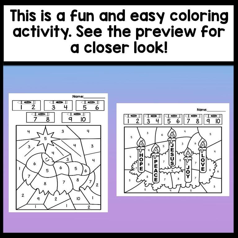 Advent Coloring Page, Avent Craft for Kids, Color by Number {4 Pictures ...