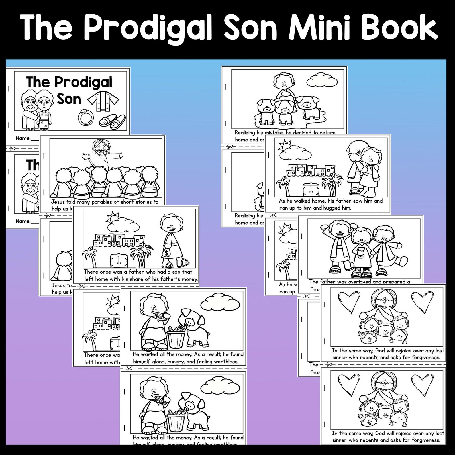 The Parable of the Prodigal Son Returning Activities for Kids {coloring ...