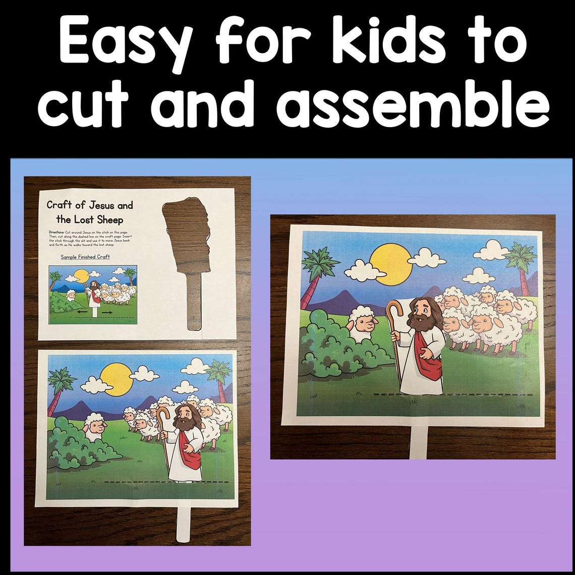 Jesus and the Lost Sheep Craft {color and B/W} | Bible Story Craft ...