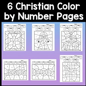 Christian Color by Number 6 Pages {editable!} | Religious Easter ...