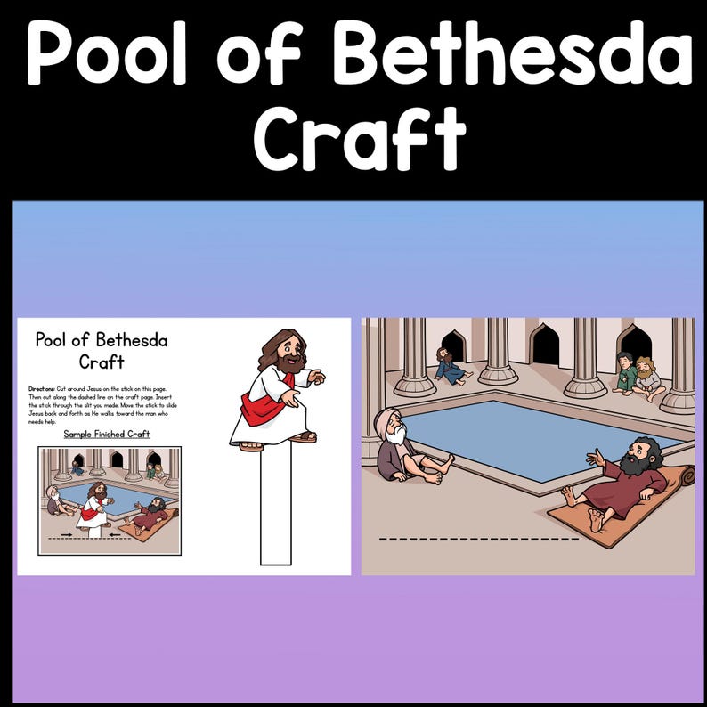 Jesus and the Pool of Bethesda Craft {color and B/W!} Christian Kid ...