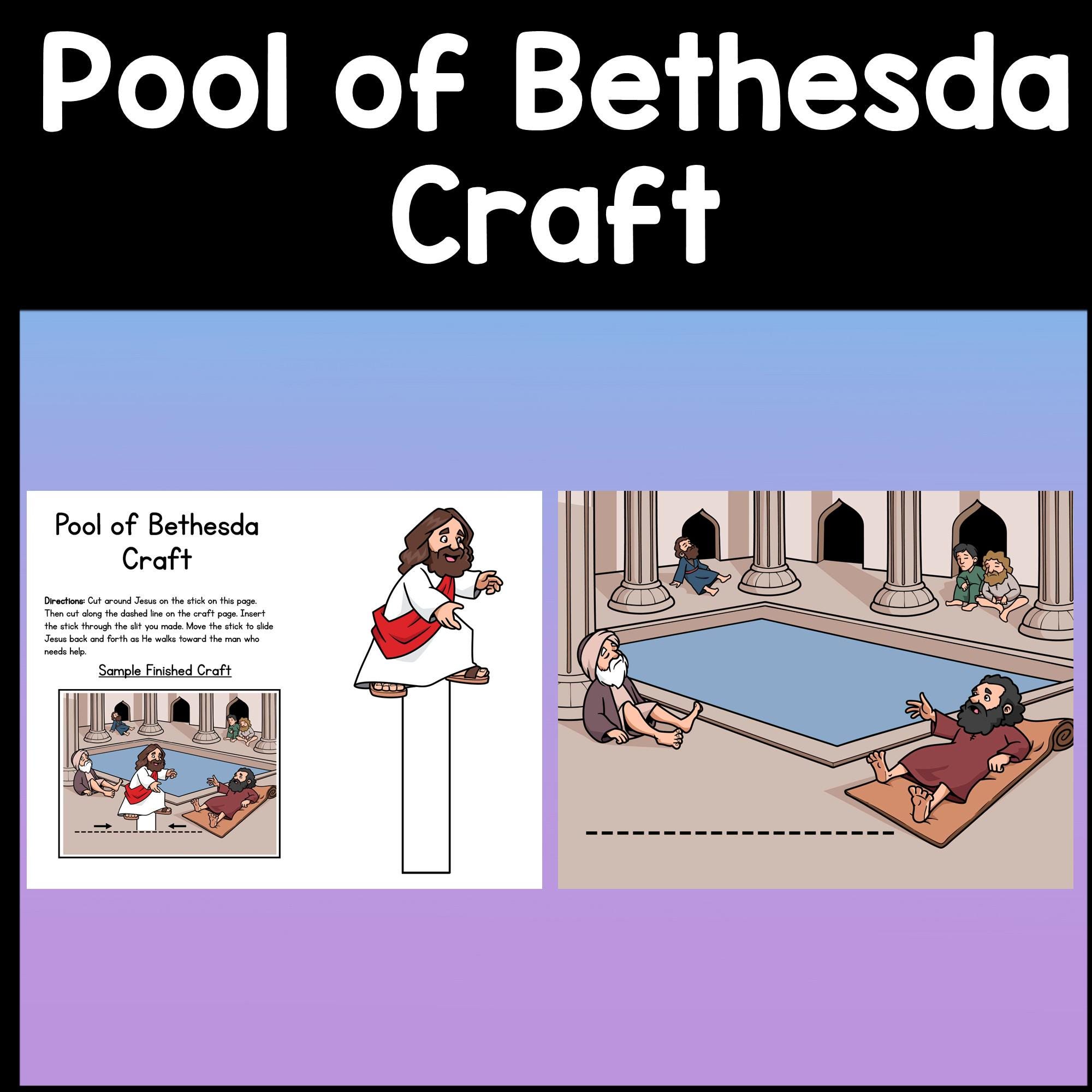 Jesus and the Pool of Bethesda Craft {color and B/W!} Christian Kid ...