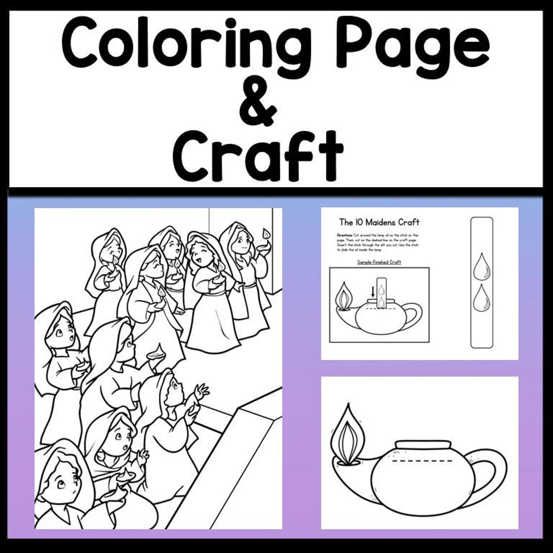 The Parable of the 10 Maidens or Virgins Activities! {craft, Coloring ...