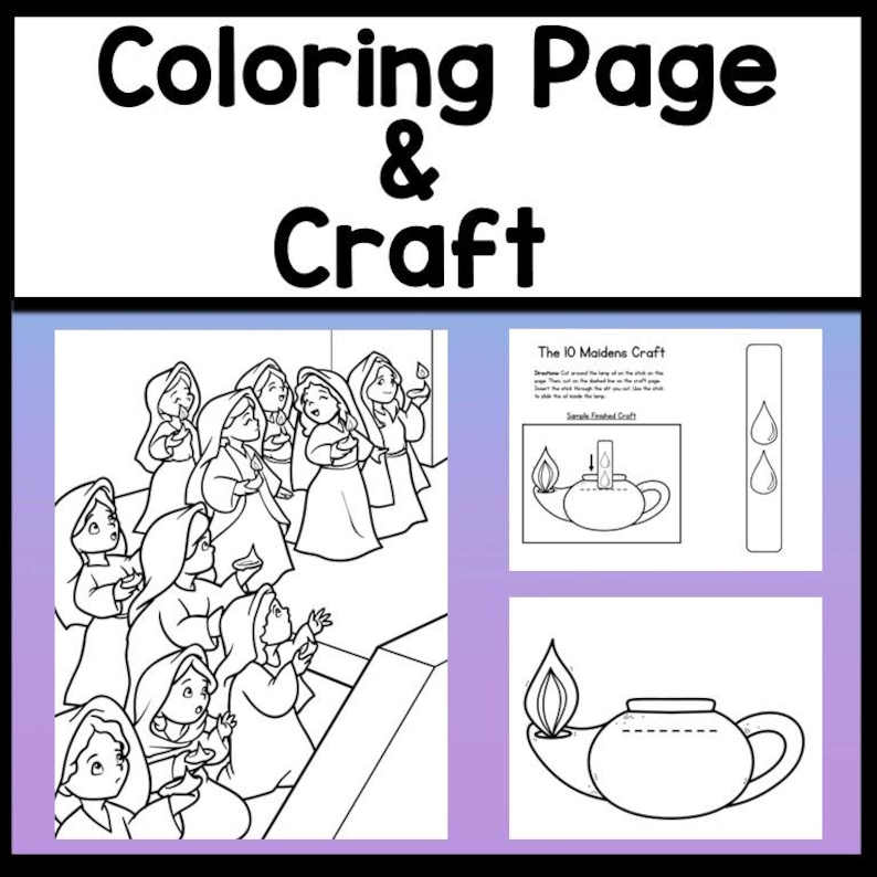 The Parable of the 10 Maidens or Virgins Activities! {craft, Coloring ...