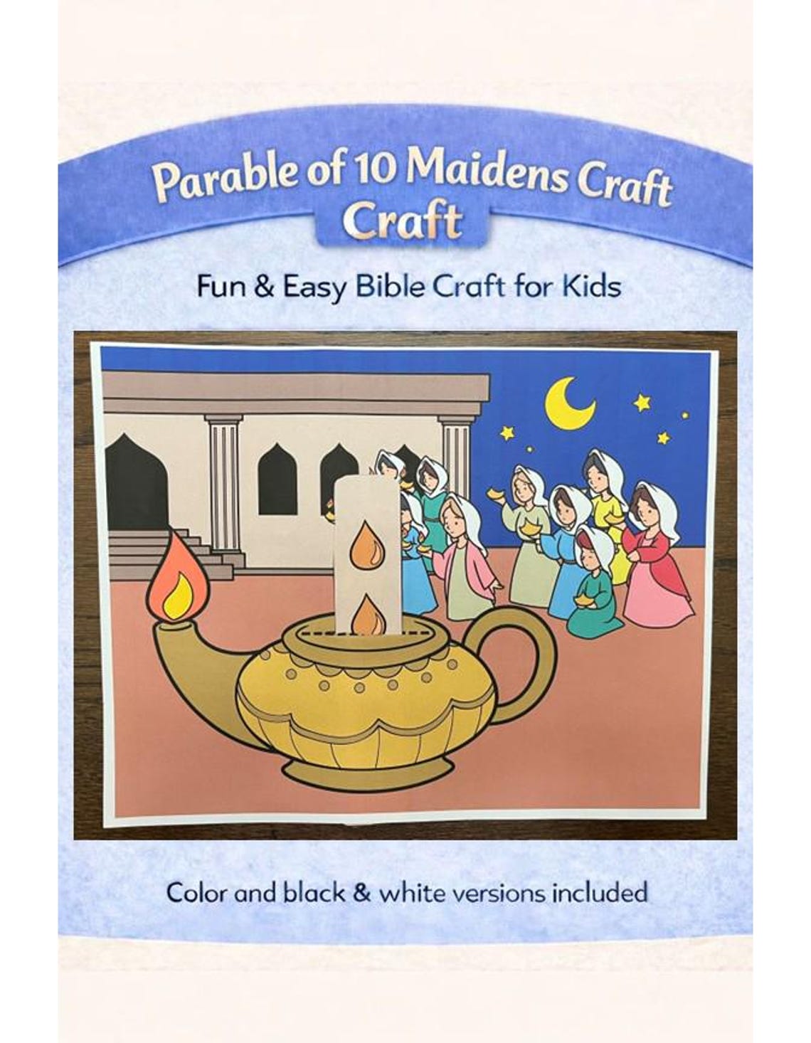 Parable of the 10 Maidens Craft {color and B/W} Sunday School Lesson ...