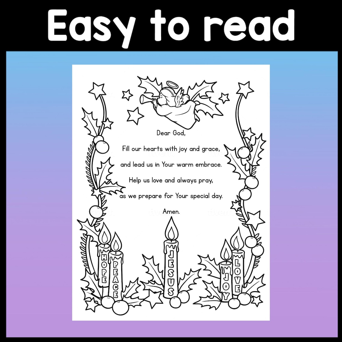 Advent Prayers for Kids {6 Easy to Read Poems in Color and Black and ...
