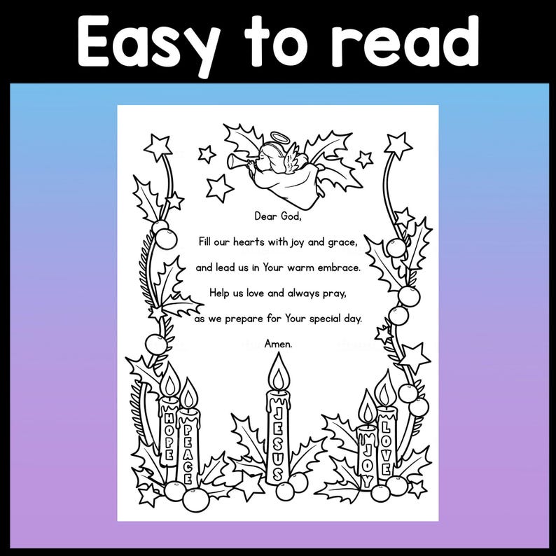 Advent Prayers for Kids {6 Easy to Read Poems in Color and Black and ...