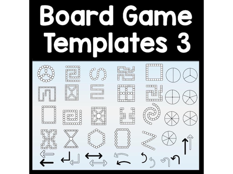 Blank Board Game SVG Clipart Templates 1 + Spinners & Arrows {20 Game ...