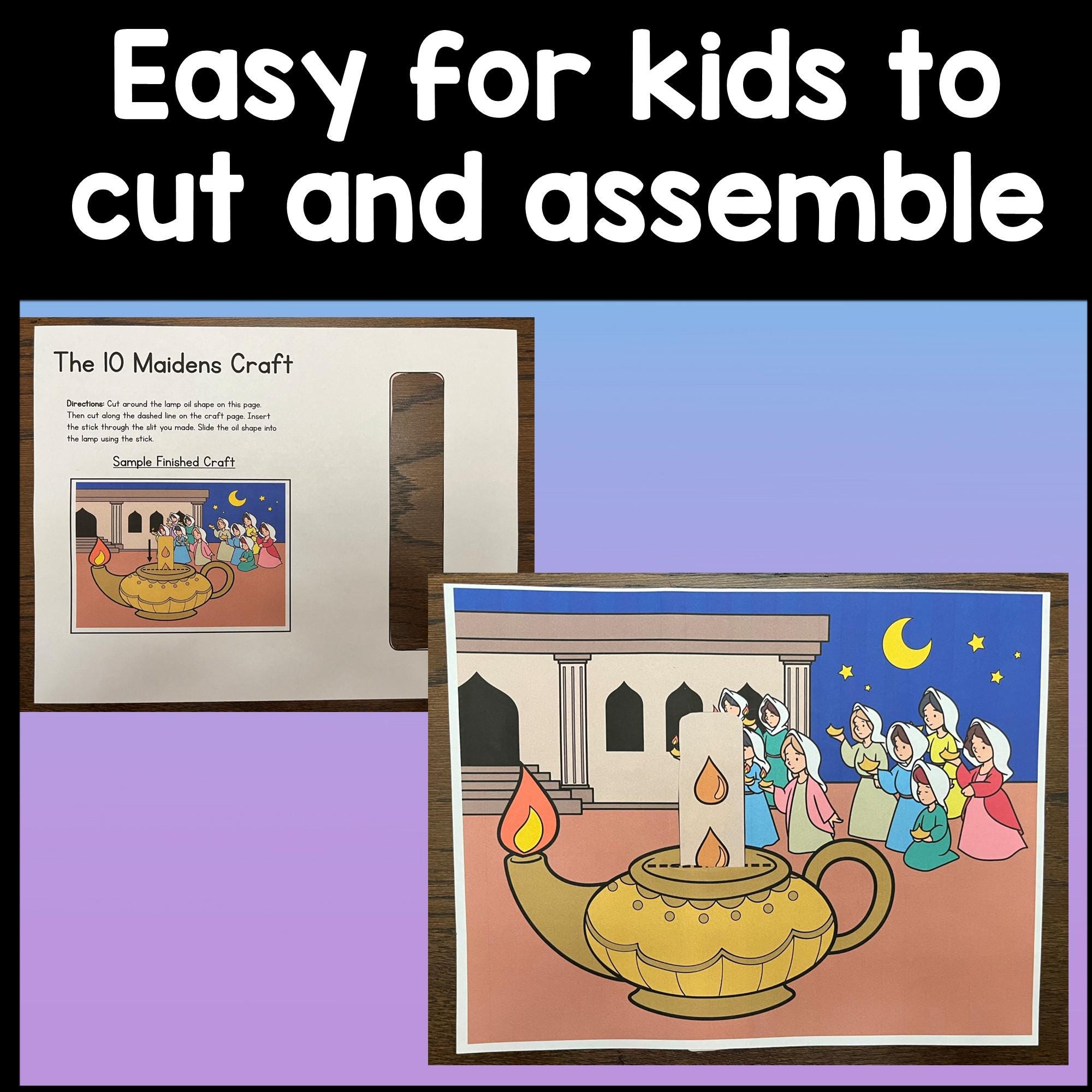 Parable of the 10 Maidens Craft {color and B/W} Sunday School Lesson ...