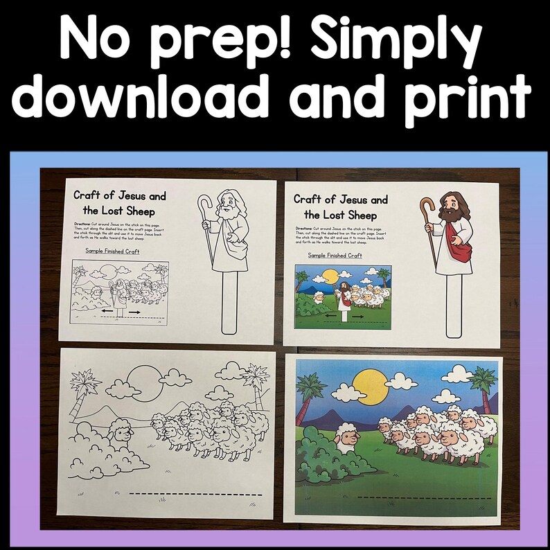 Jesus and the Lost Sheep Craft {color and B/W} | Bible Story Craft ...