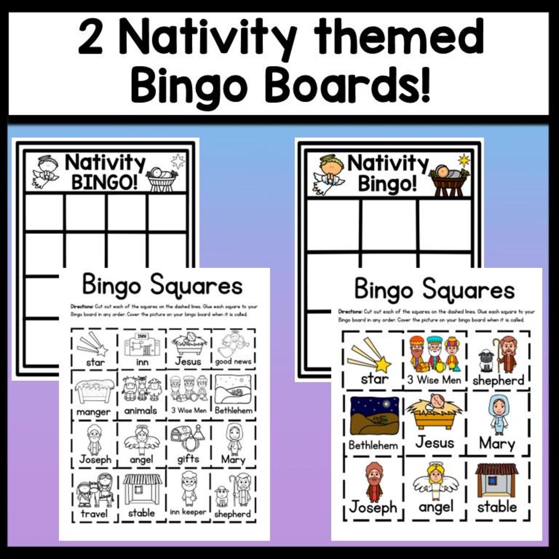 Nativity Bingo for Kids {3x3 and 4x4 Bingo Cards!} Christian Christmas ...