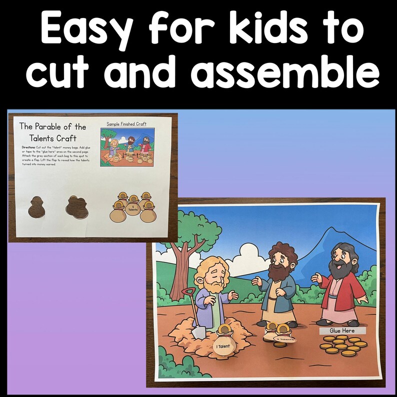 The Parable of the Talents Craft {color and B/W} Sunday School Lesson ...